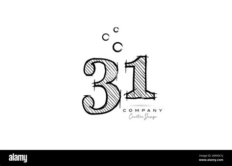 Hand Drawing Number 31 Logo Icon Design For Company Template Or