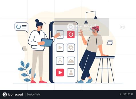 Best Developer Team Working On Mobile Ui Illustration Download In Png And Vector Format