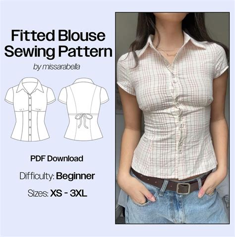 Fitted Button Up Blouse Sewing Pattern Xs 3xl Pdf Pattern Etsy