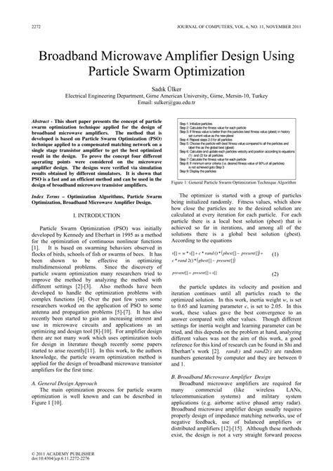 Pdf Broadband Microwave Amplifier Design Using Particle Swarm Optimization