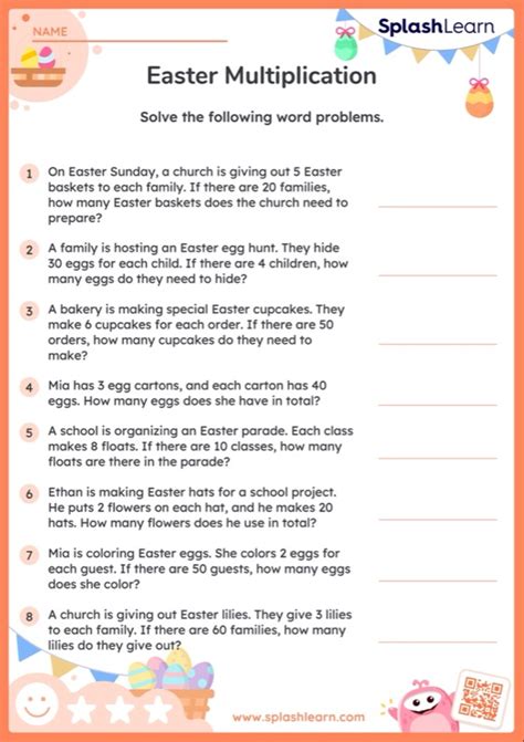 Multiply 1 Digit Numbers And Multiples Of 10 Easter Word Problems