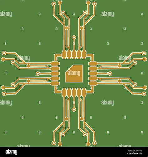 Flat Microelectronics Circuits Circuit Board Vector Green Background Stock Vector Image And Art