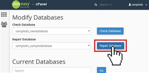 Checking And Repairing A Database In CPanel