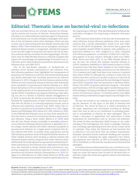 Pdf Editorial Thematic Issue On Bacterialviral Co Infections