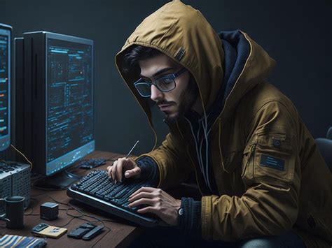 Premium Ai Image Smart Male It Programer Working On Desktop Computer