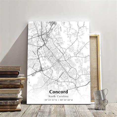 Concord City Map Print Concord North Carolina Map Poster Usa City