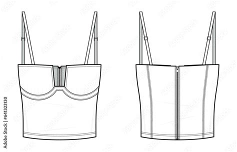 Sexy Bustier Top Technical Fashion Illustration Sexy Bustier Top