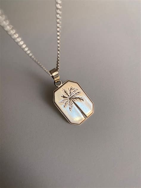 925 Sterling Silver Palm Tree Pendant Chain Etsy
