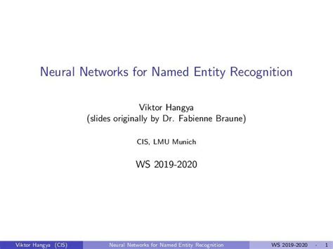PDF Neural Networks For Named Entity Recognitionfraser Information Viktor Hangya Slides