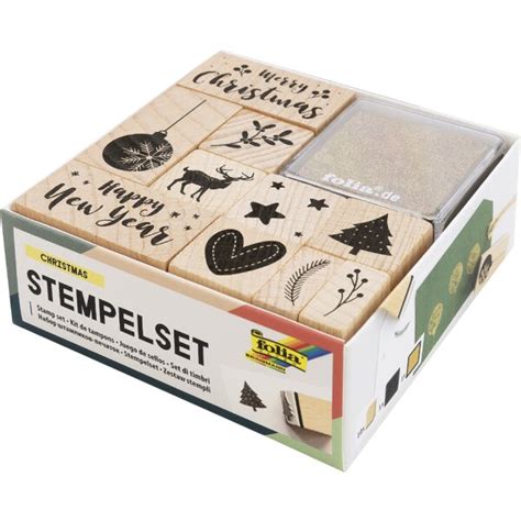 Folia Motivstempel Set Christmas Aus Holz 12 Teilig Internetstorech