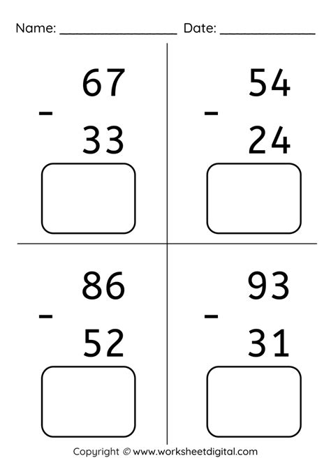 Vertical Subtraction Worksheets No Subtraction Worksheets No