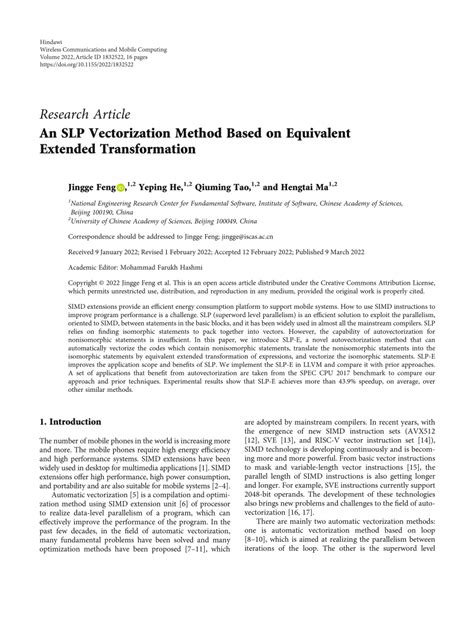 Pdf An Slp Vectorization Method Based On Equivalent Extended Transformation