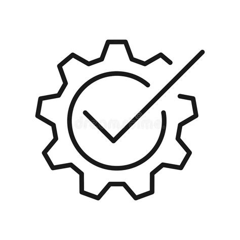 Gear With Check Mark Icon Quality Control Illustration Stock Vector