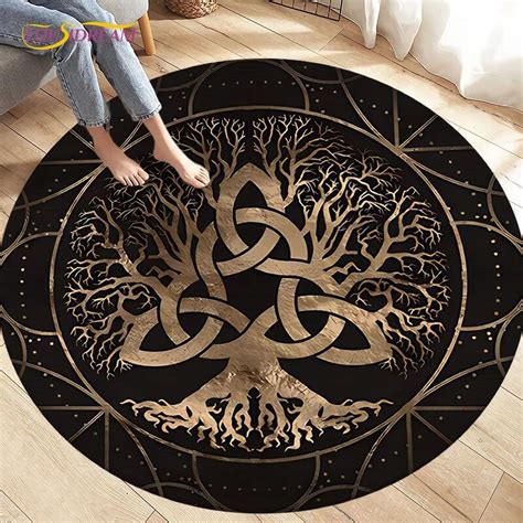 Viking Valknut Yggdrasil Tree Of Life Circle Area Rug Round Carpet Rug