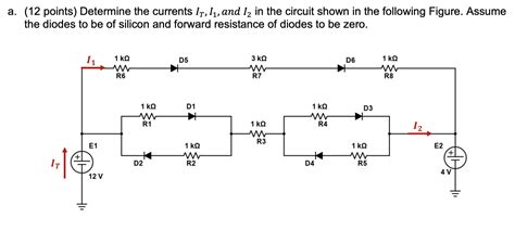 solved 12 points determine the currents it i1 and i2 in