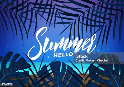 여름입니다 열 대 야 자 나뭇잎과 이국적인 해변 트로픽 배경 여름 이국적인 배경입니다 0명에 대한 스톡 벡터 아트 및 기타 이미지 0명 계절 관광 리조트 Istock