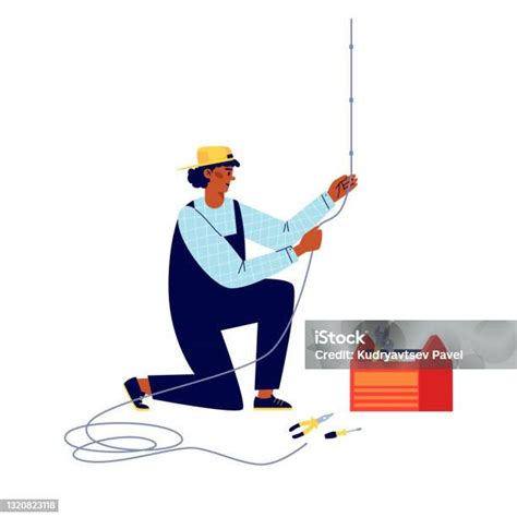 전원 라인맨 또는 전기 연결 배선 플랫 벡터 일러스트 고립 기술자에 대한 스톡 벡터 아트 및 기타 이미지 기술자 나사돌리개 남자 Istock