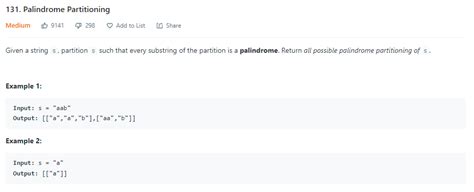 Daily Leetcode Challenge 131 Palindrome Partitioning