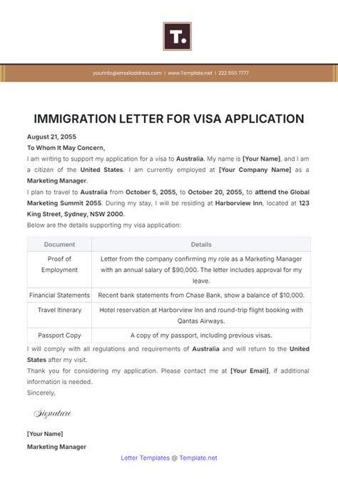 Free School Letter For Visa Application Template To Edit Online