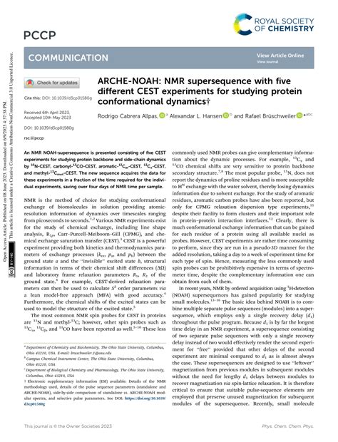 Pdf Arche Noah Nmr Supersequence With Five Different Cest