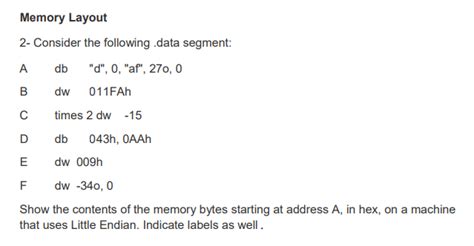 Solved Memory Layout 2 Consider The Following Data Segment