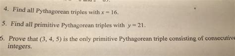 Solved HOMEWORK ON PYTHAGOREAN TRIPLES Chegg