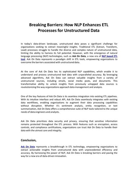 Ppt How Nlp Enhances Etl Processes For Unstructured Data Know With Ask On Data Powerpoint