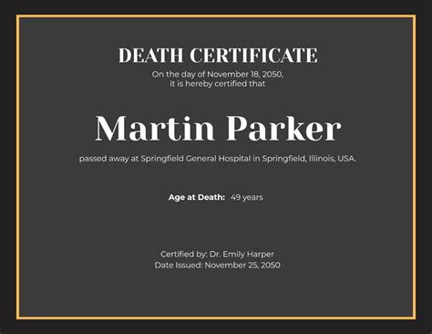 Free Fake Death Certificate Design Template To Edit Online
