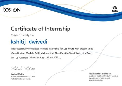 Machinelearning Ai Datascience Internship Tcsion Healthcaretech