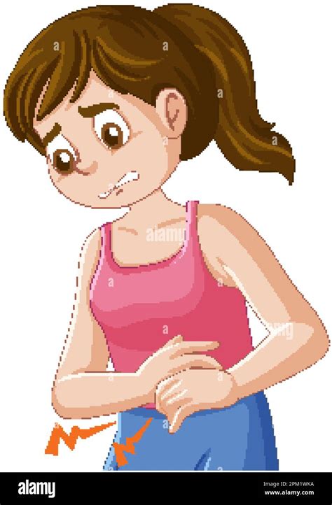 Stomach Ache Cartoon Girl