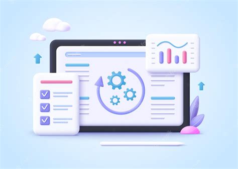 Premium Vector Concept Of Workflow Process Project Implementation 3d Realistic Vector Illustration