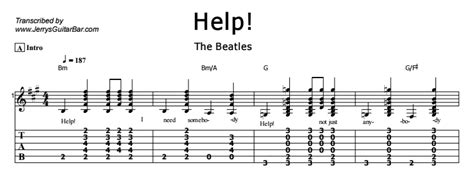 The Beatles Help Guitar Lesson Tab And Chords Jerrys Guitar Bar