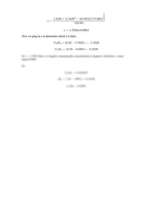 Solution Calculating An Equilibrium Concentration From The Equilibrium