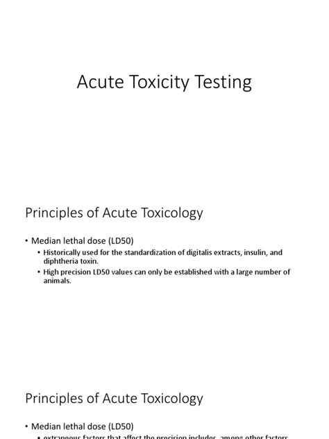 Acute Toxicity Testing Guide Pdf Toxicity Dose Biochemistry