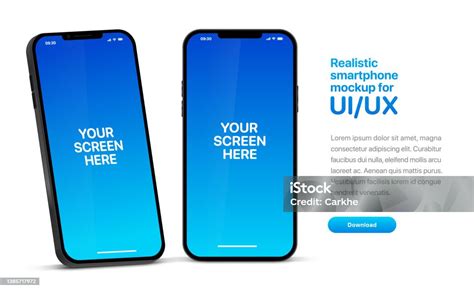 3d 고품질 벡터 스마트 폰 모형 프리젠 테이션 템플릿에 대한 매우 현실적인 모바일 장치 Ui Ux 모형 서로 다른 각도보기와
