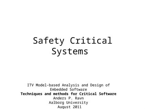 pptx safety critical systems itv model based analysis and design of