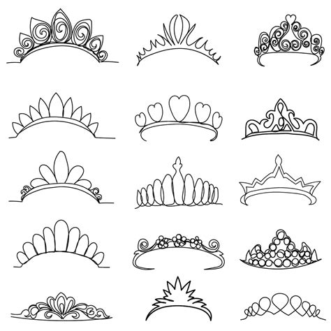 Premium Vector Vector Isolated Single Line Drawing Of Diadem Minimal