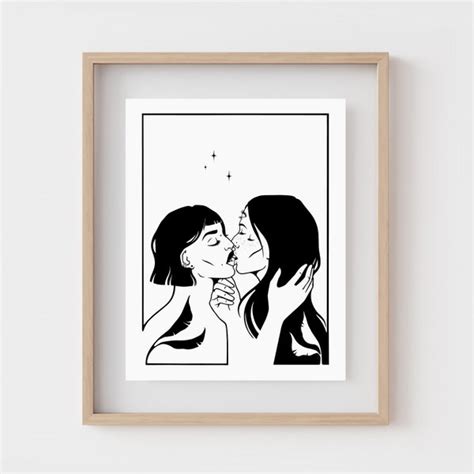Sapphic Kiss Art Etsy