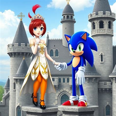Princess Elise And Sonic On The Castle Together By Meteorite36 On