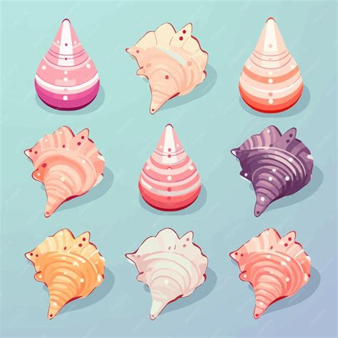 Premium Vector 9 Cute Conch Shell Shapes In Different Colors