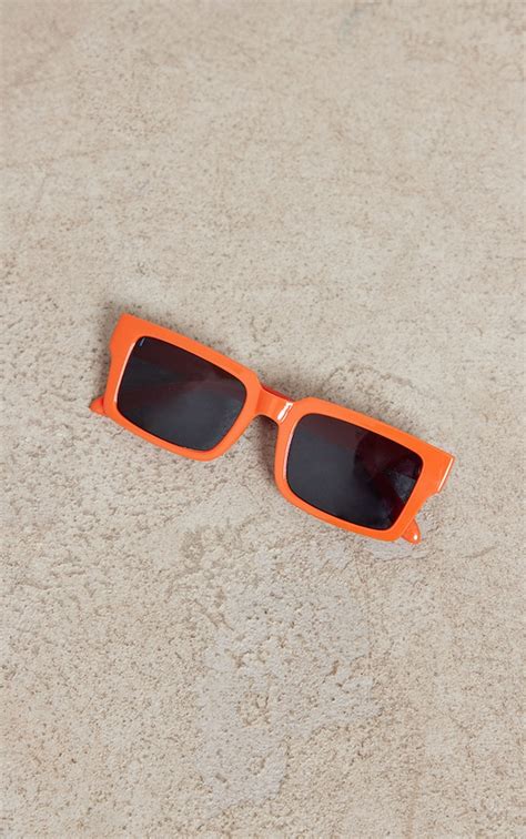 Peach Opaque Rectangular Sqaure Frame Sunglasses Accessories Plt