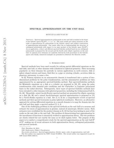Pdf Spectral Approximation On The Unit Ball