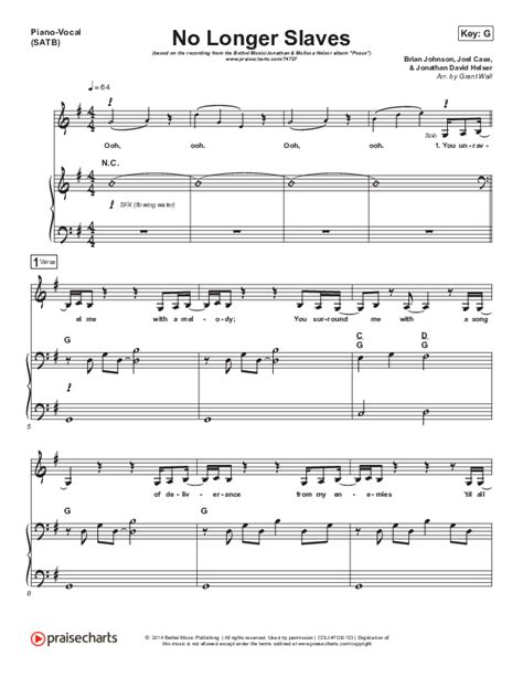 No Longer Slaves Sheet Music Pdf Bethel Music Jonathan David Helser