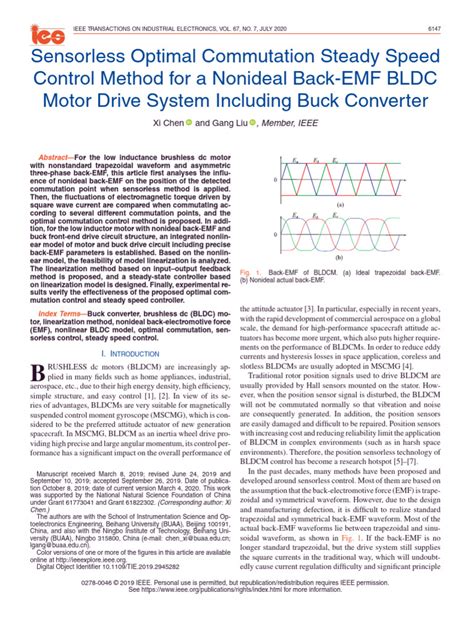 sensorless optimal commutation steady speed control method for a