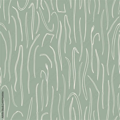 Minimalistic Abstract Grass Seamless Repeat Pattern Outline Doodled