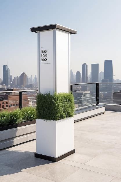 Premium Photo City Rooftop Observation Deck Signage Mockup With Blank