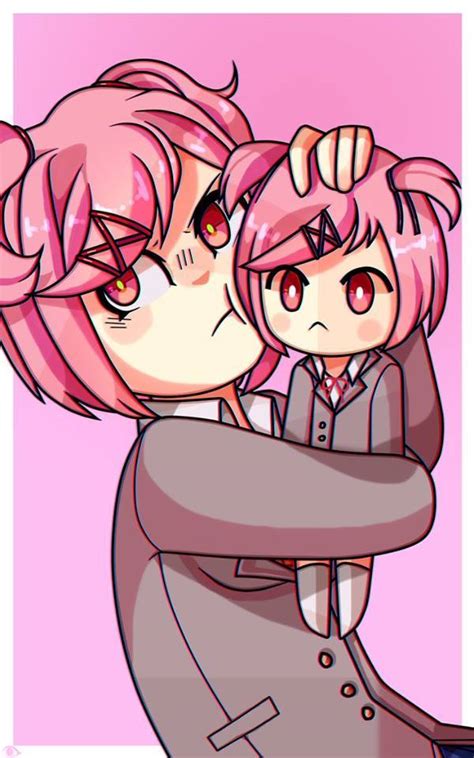 Natsuki Holding Another Natsuki Scrolller