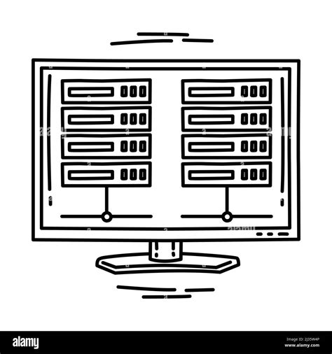 server computer part of computer software and hardware hand drawn icon