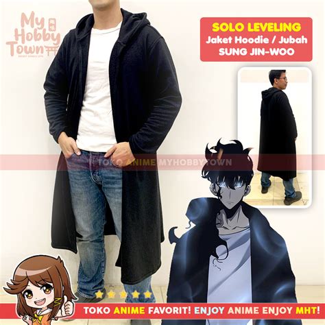 jual jaket hoodie solo leveling jubah sung jin woo cosplay anime black