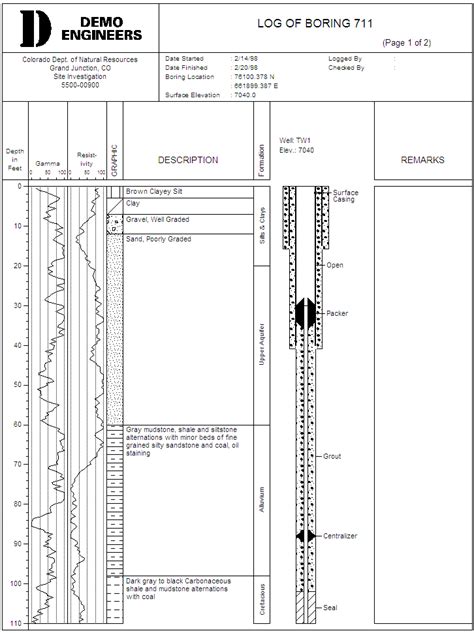 M Tech Software Sample Boringwell Logs And Cross Sections